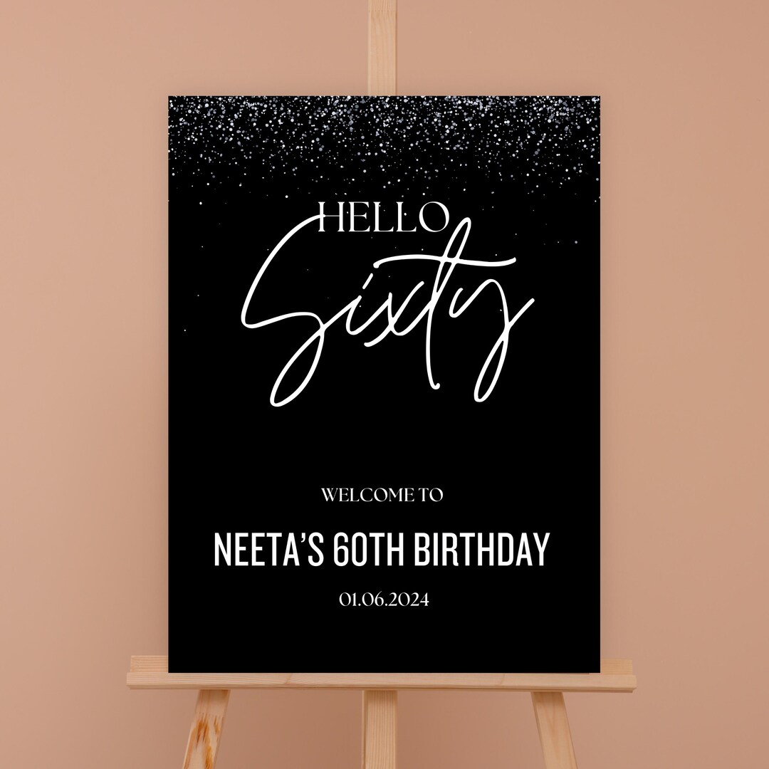 60th Birthday Party Signage (black & White) - Etsy