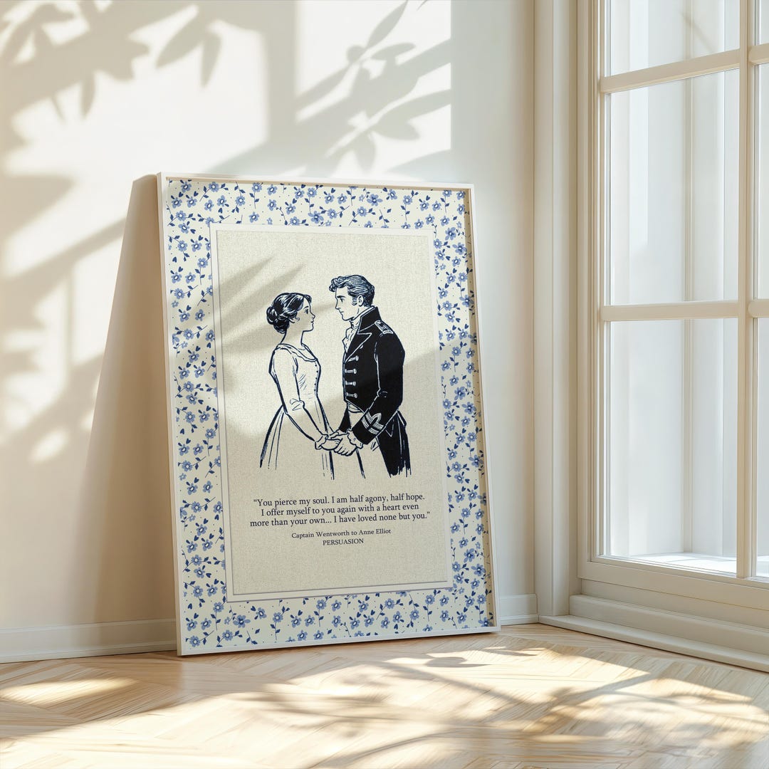Vintage Art Print - Persuasion Poster - Bookish Home Decor Blue Toile ...