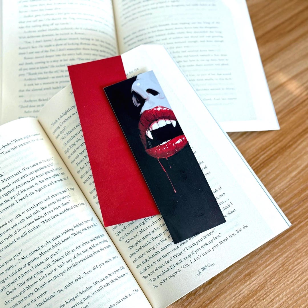 Vampire Bookmark: Laminated Halloween Book Lover Gift - Etsy