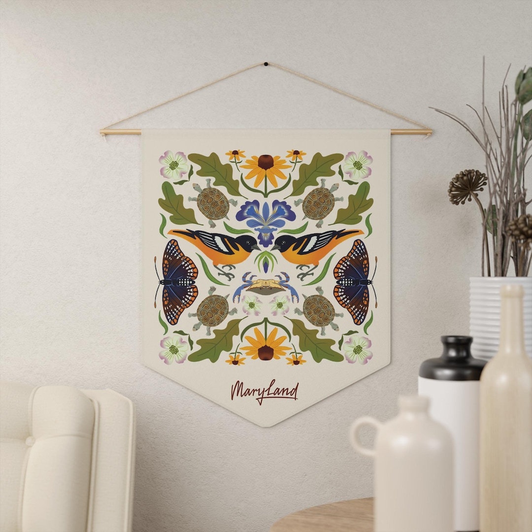 Maryland Nature Art Banner: Coastal Home Decor, Maryland Art Gift - Etsy