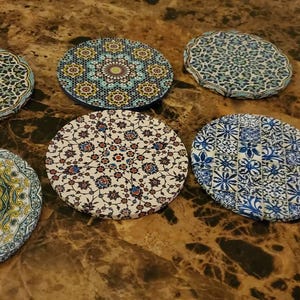 Set of 3 Coasters Moroccan Islamic Persian Mandala Boho Design Decor ...