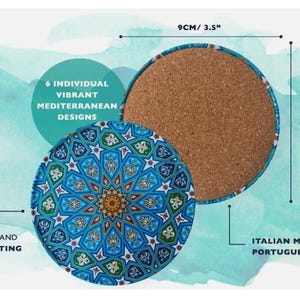 Set of 3 Coasters Moroccan Islamic Persian Mandala Boho Design Decor ...
