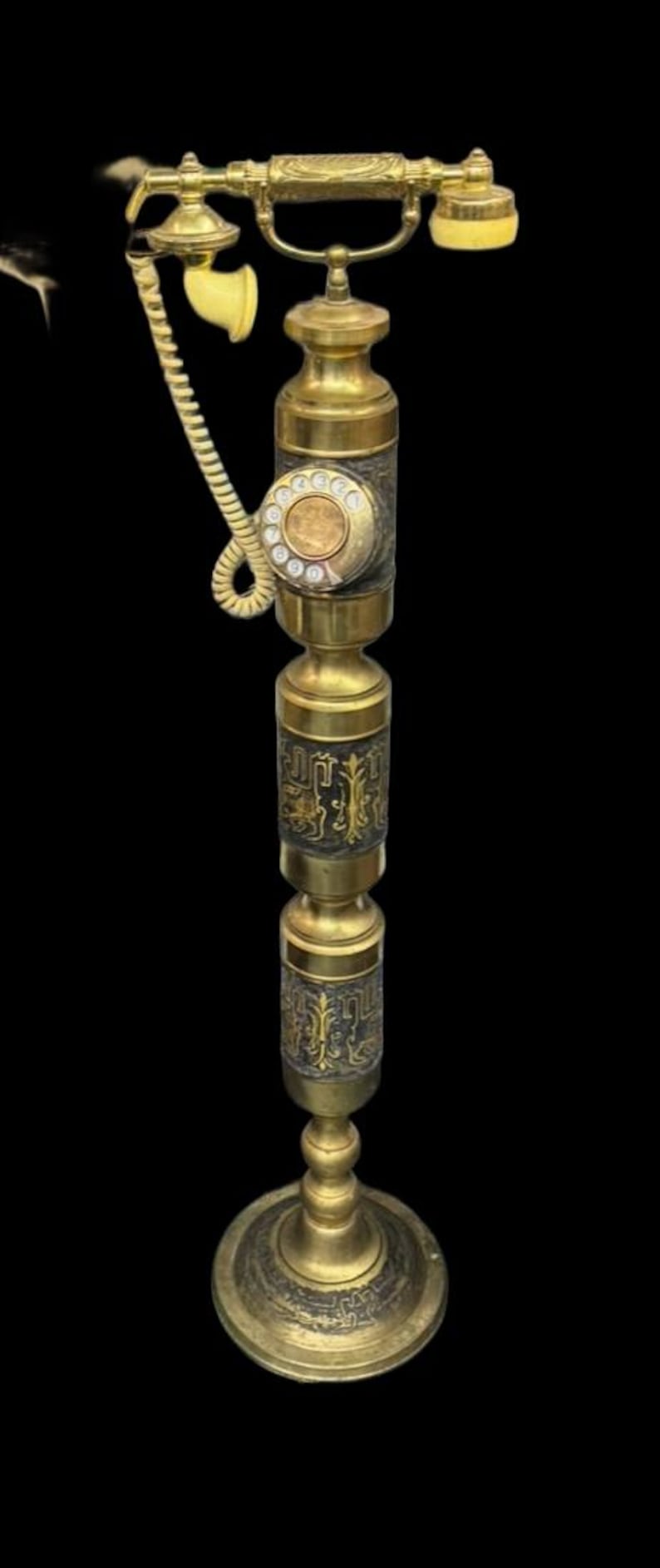 Vintage 1970s Brass Rotary Telephone – Tall 42" Standing Model, Retro ...