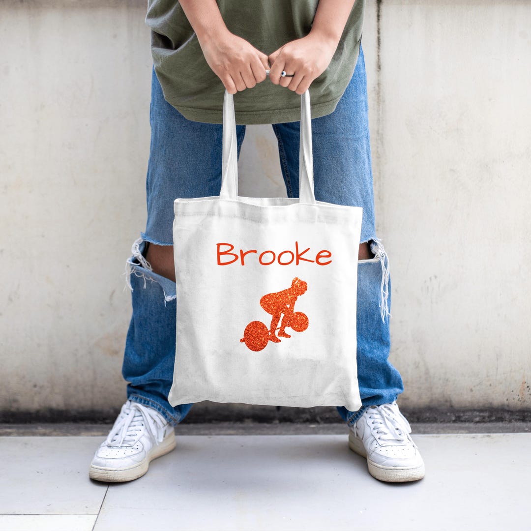 Orange Glitter Weightlifter Design Personalized Tote Bag - Etsy