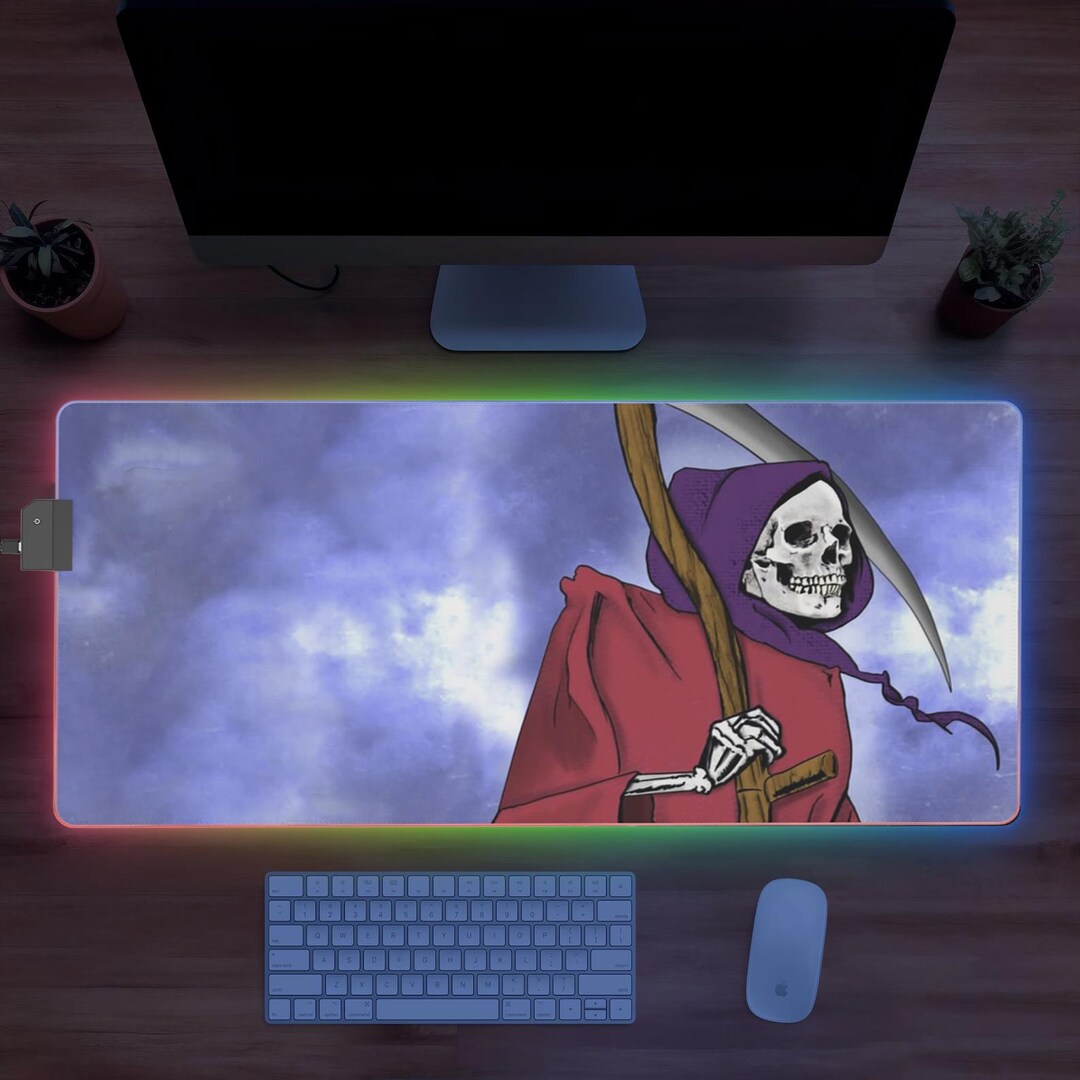 LED Gaming Mouse Pad With Grim Reaper Design, Computer Accessory for ...