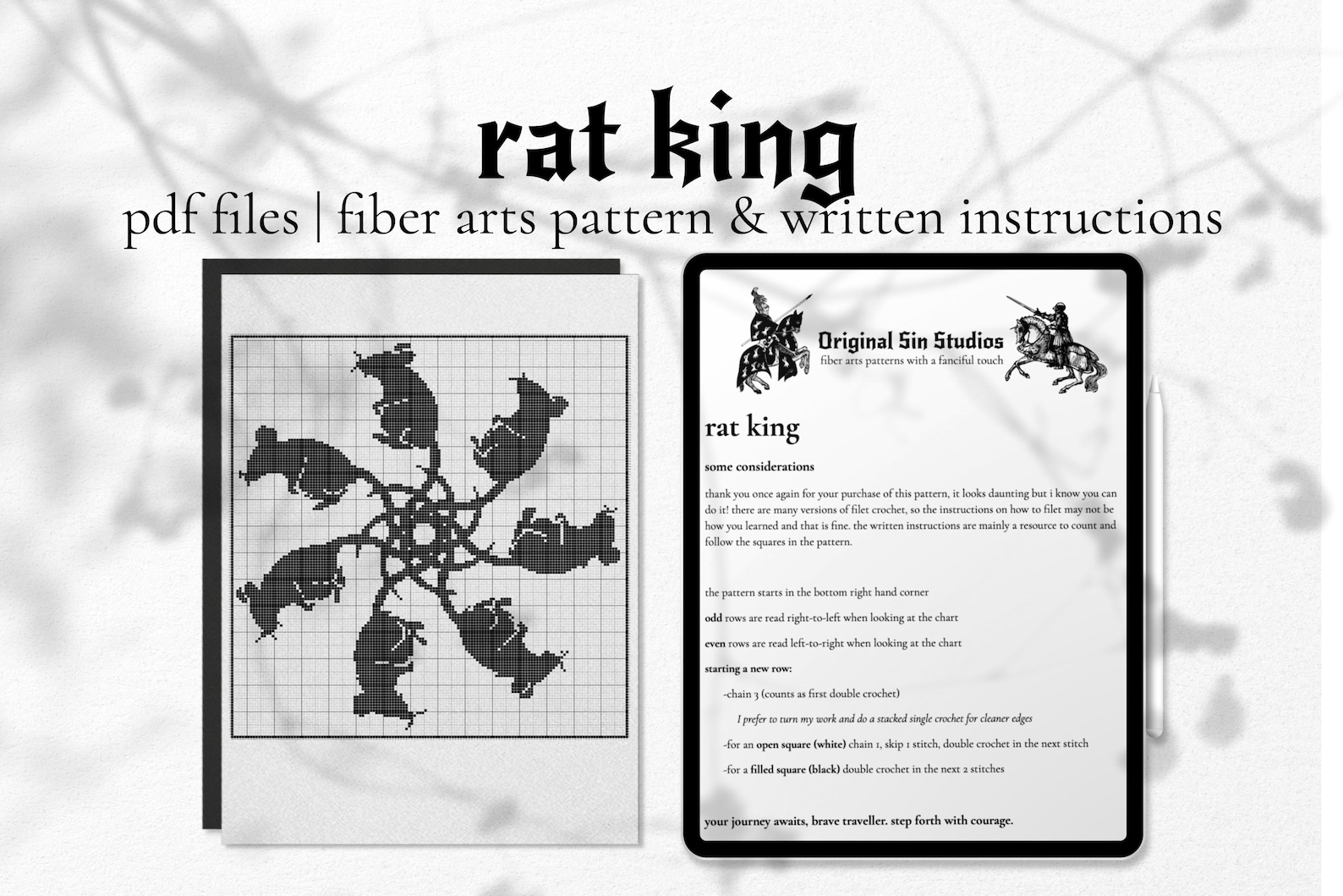 Rat King Crochet Pattern - Filet Crochet Pattern - Tapestry Crochet ...