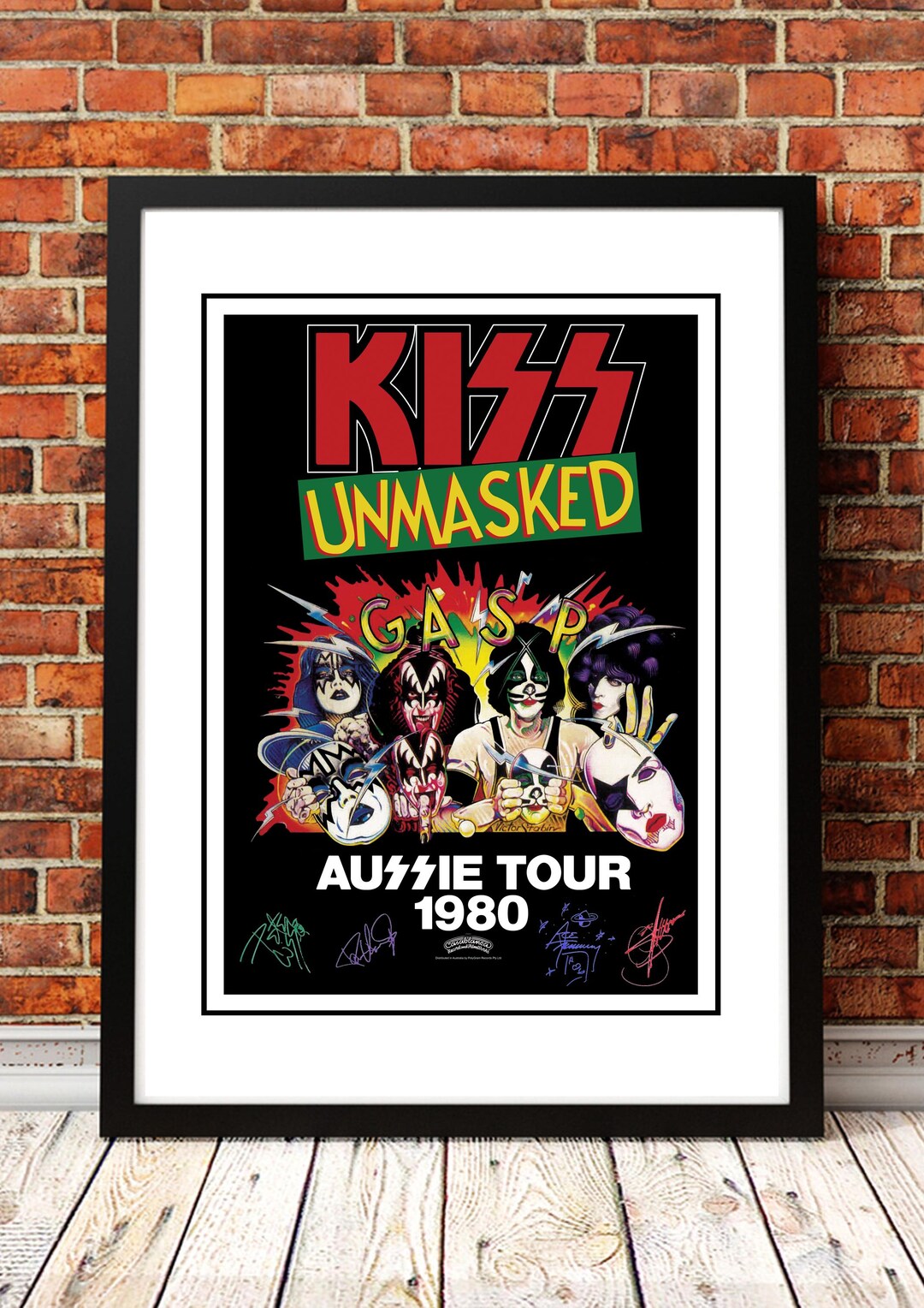 FRAMED KISS 'australian Tour' Signed 'unmasked' Promotional Print (1980 ...