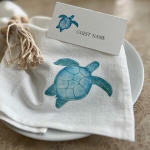 Sea Turtle Art Napkin Set, Beach House Napkins, Cloth Napkins ...