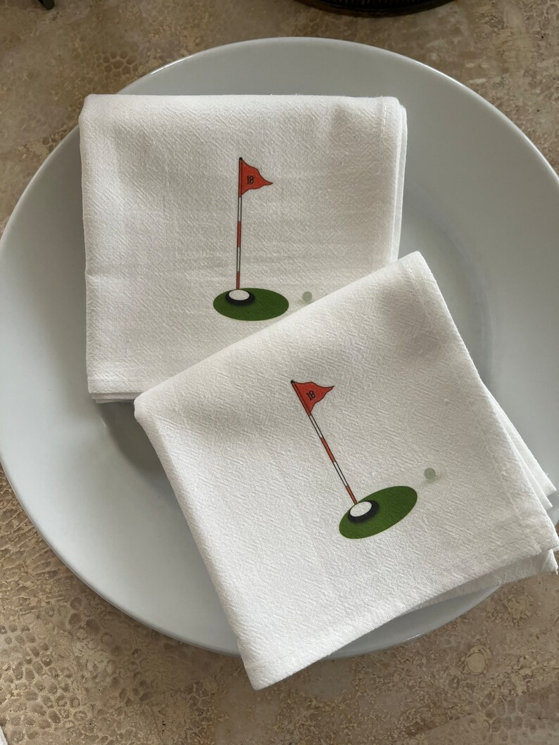 Golf 18th Hole Napkins, Flour Sack Cotton, Golf Pro Shop, Golfers Gift ...