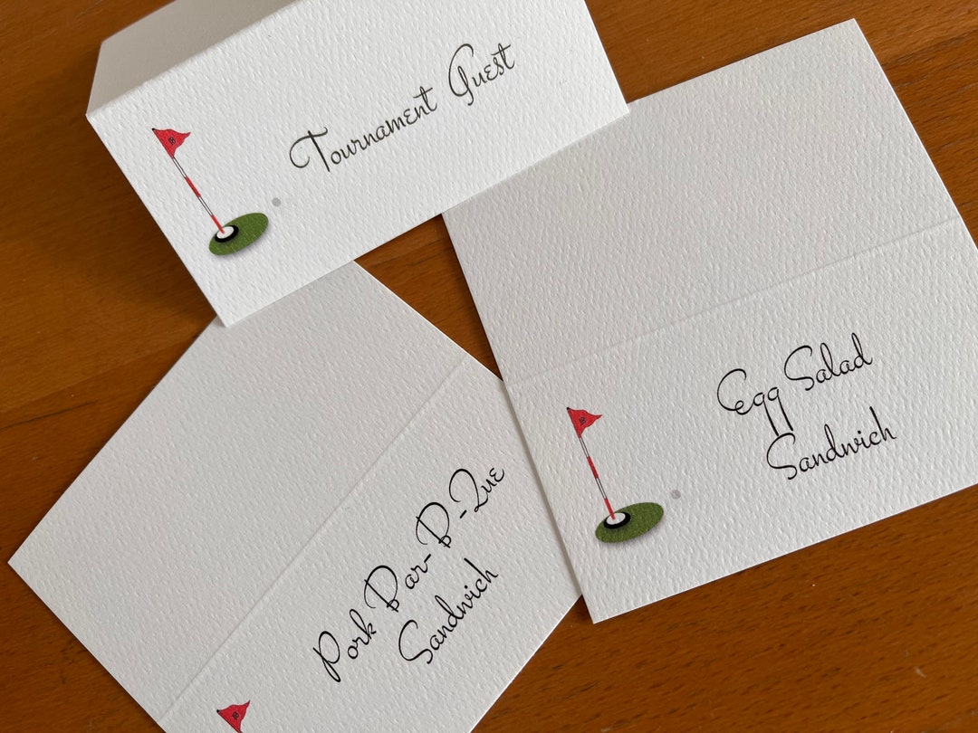 Golf Tournament Place Cards: 18th Tee Illustration, Personalized or ...