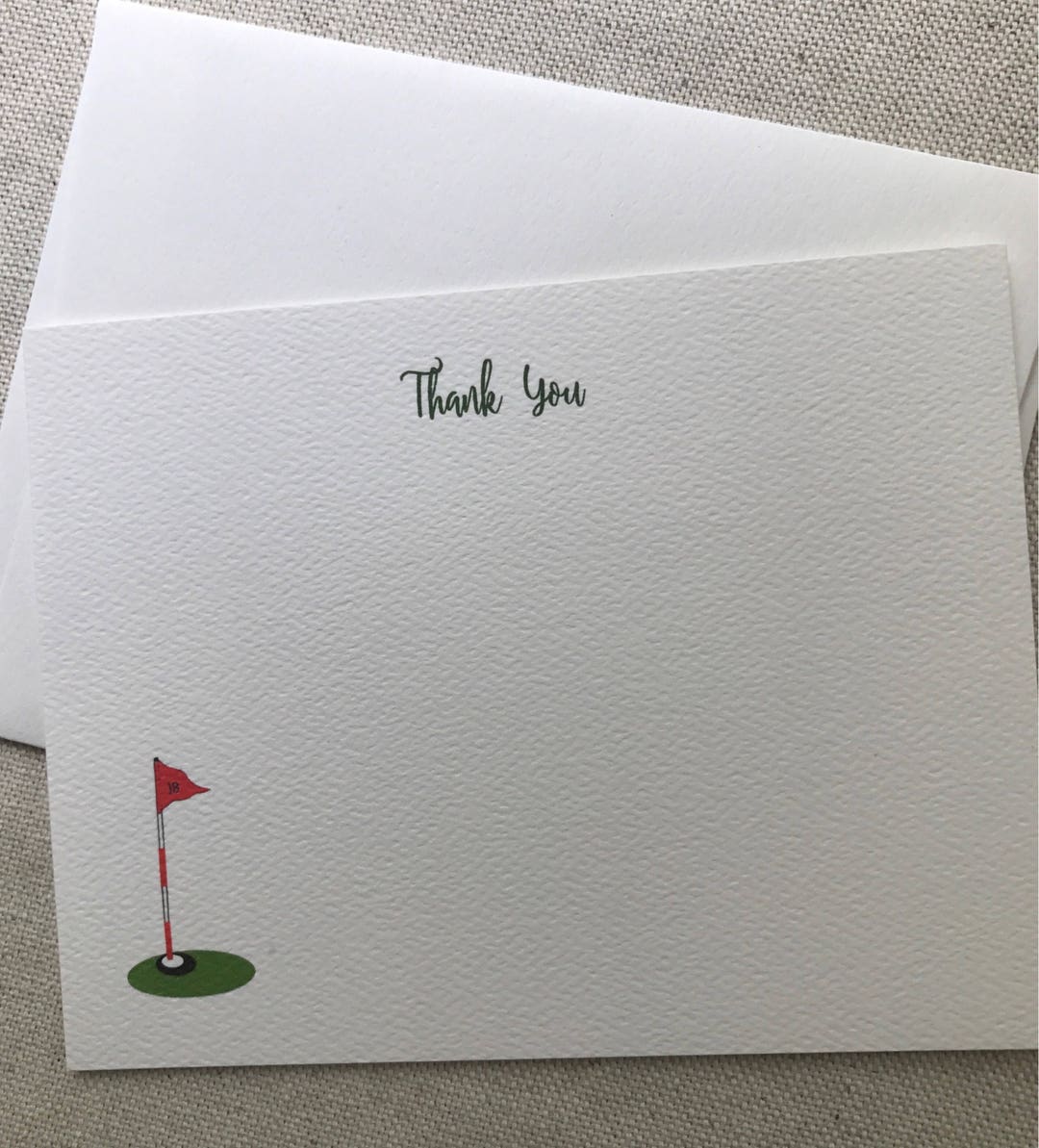 Golf Art Note Card Set, 18th Tee, Flat Note Card, Tournament Thank You ...