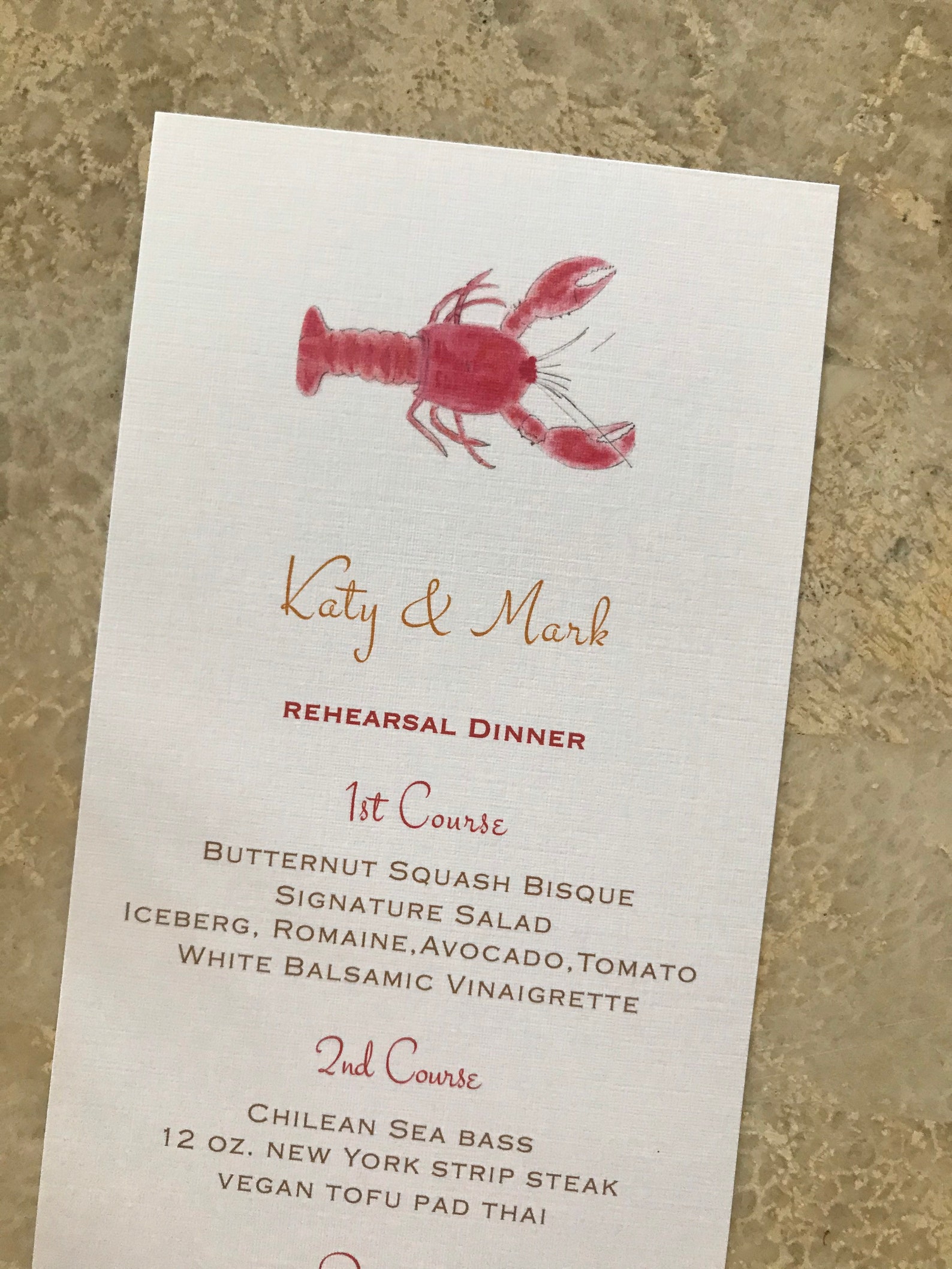 Lobster Art Elegant Event Menu, Personalized Menu, Event Menu ...