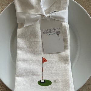Golf 18th Hole Napkins, Flour Sack Cotton, Golf Pro Shop, Golfers Gift ...