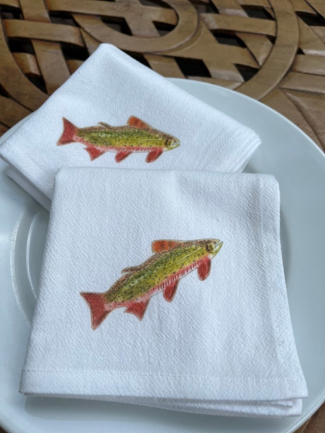 Trout Napkins, Brook Trout, Table Top Decor, Fly Fishing Gift, Set of 2 ...