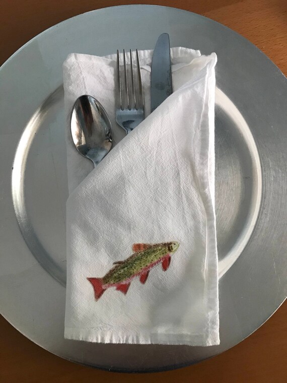 Trout Napkins Brook Trout Table Top Decor Fly Fishing Gift | Etsy