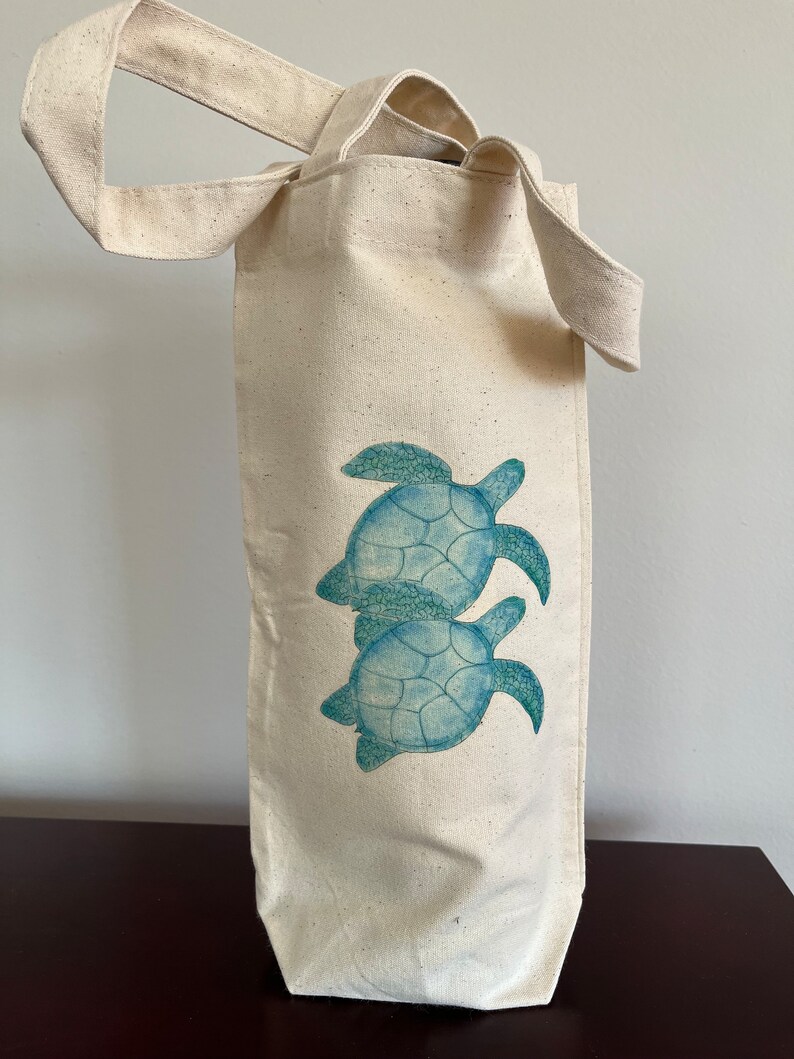 Tropical Turtle Wine Tote Bag, Beach BYOB Gift - Etsy