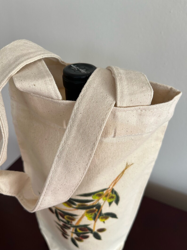 Olive Branch Wine Tote Bag With Gift Tag, Reusable BYOB Carrier - Etsy