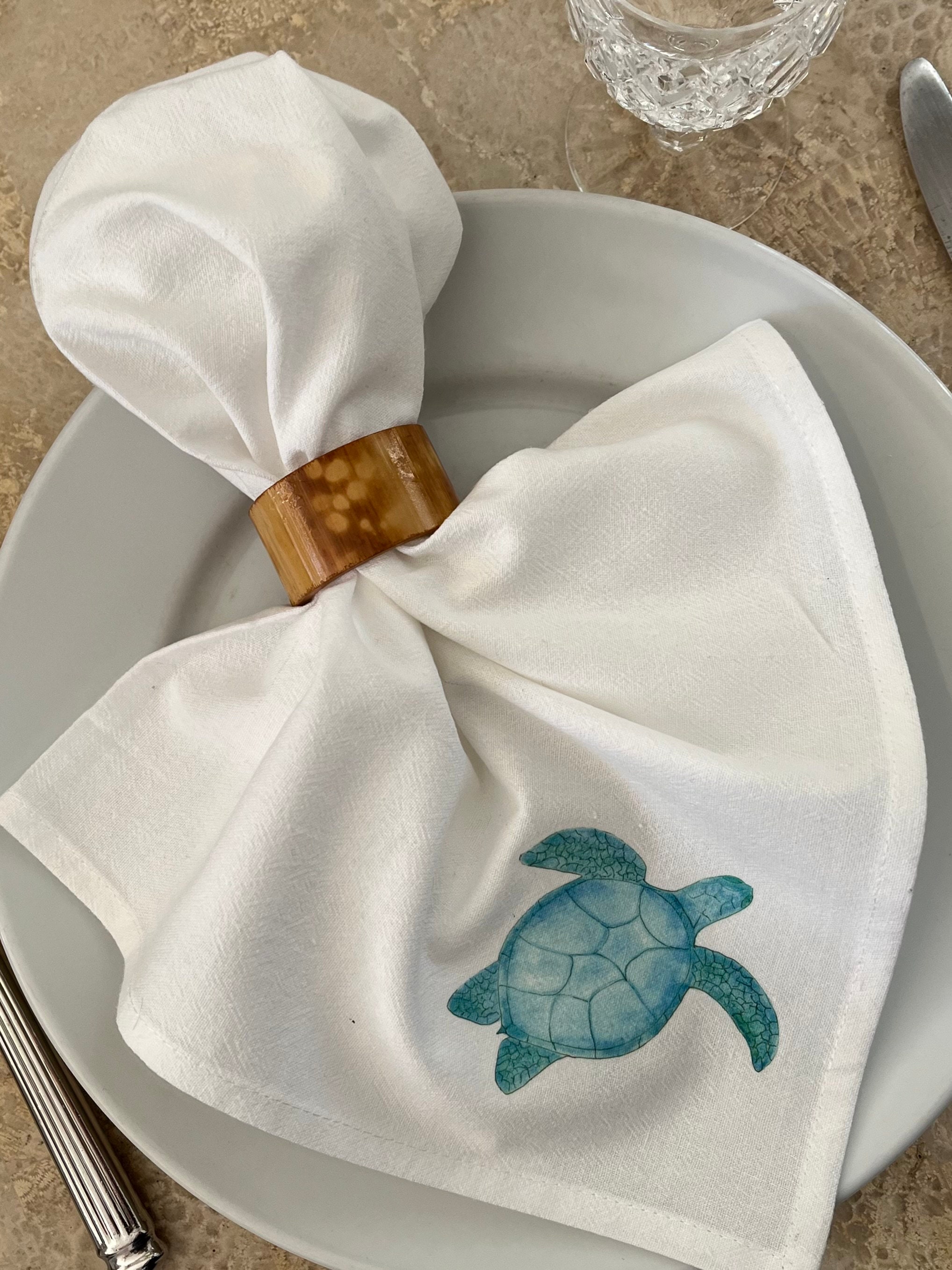 Sea Turtle Art Napkin Set Beach House Napkins, Cloth, Illustrative Art ...