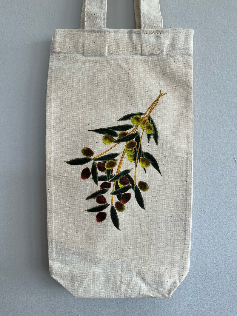 Olive Branch Wine Tote Bag With Gift Tag, Reusable BYOB Carrier - Etsy