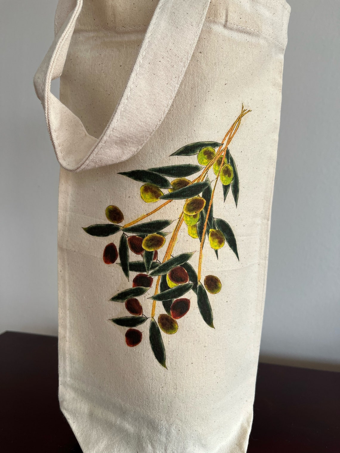 Olive Branch Wine Tote Bag With Gift Tag, Reusable BYOB Carrier - Etsy