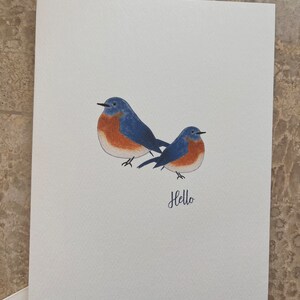 Blue Birds Illustrated Card Set, Assorted Greeting Note Cards, Hello ...
