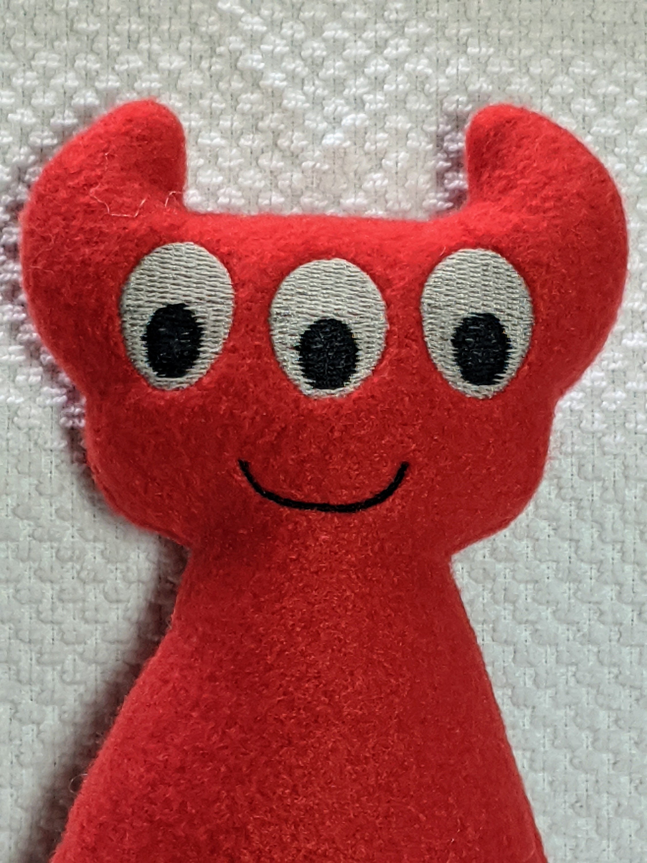Handmade Stuffed Red Horned Monster - Fleece, Child Friendly - Free ...