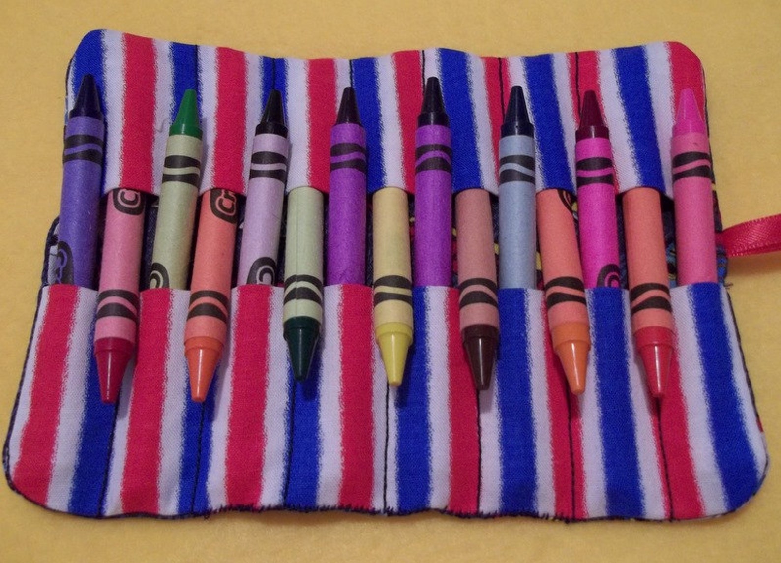 Handmade Double Crayon Wrap Holds 15 Crayons Smiley Face Free Shipping ...