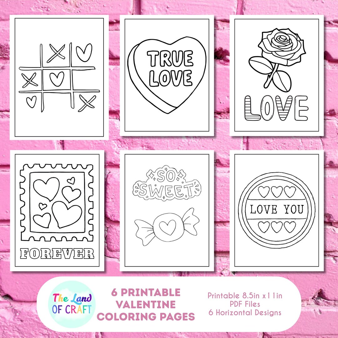 Valentine’s Day Coloring Pages | Classroom | 6 Printable PDF | (PDF ...