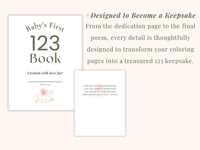 Baby in Bloom 123 Coloring Book, Baby Shower Keepsake Activity (digital ...