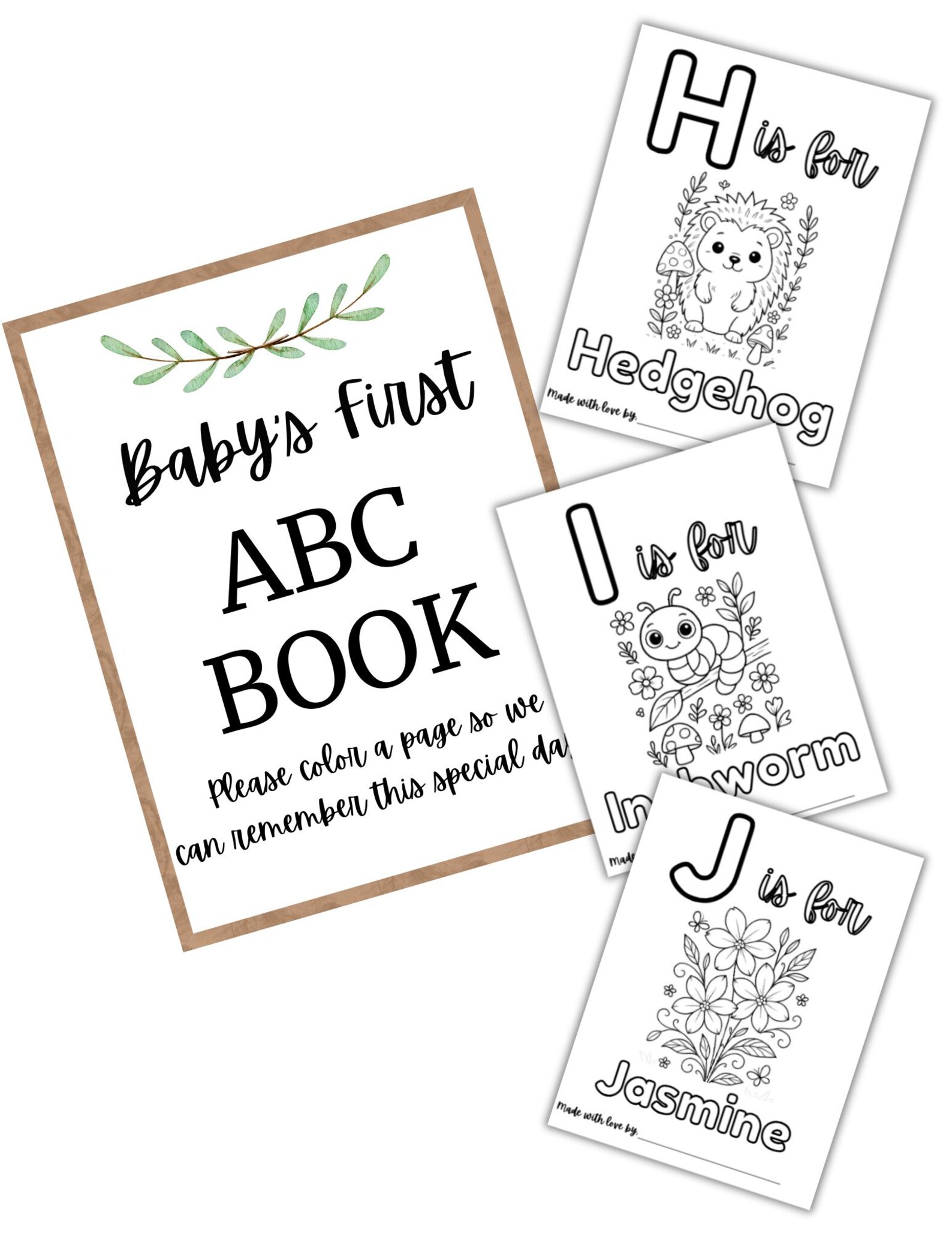 ABC Baby Shower Book, Baby's First ABC Book, Woodland Theme Abc ...
