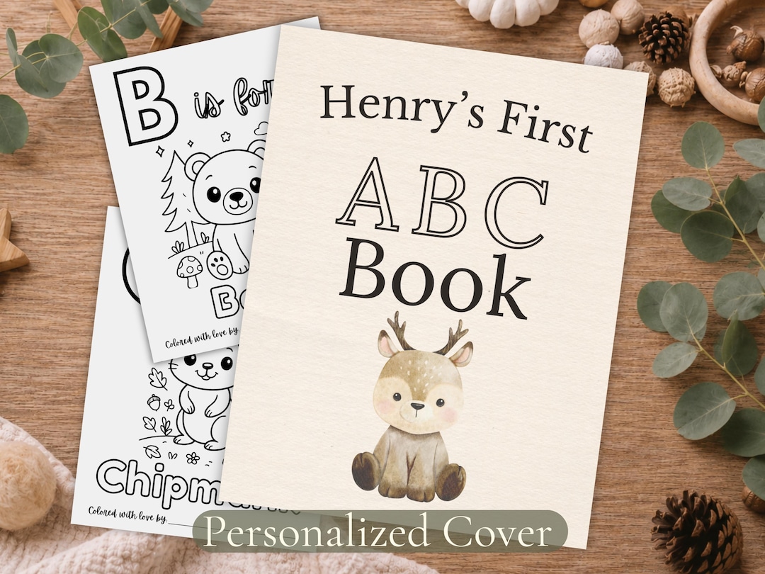 Woodland Baby Shower ABC Coloring Pages With Personalized Cover: A ...