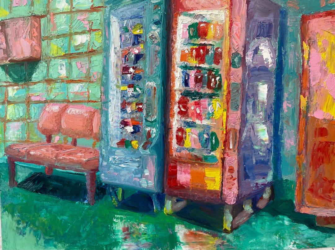 Vibrant Oil Painting Poster - Vending Machines - Etsy