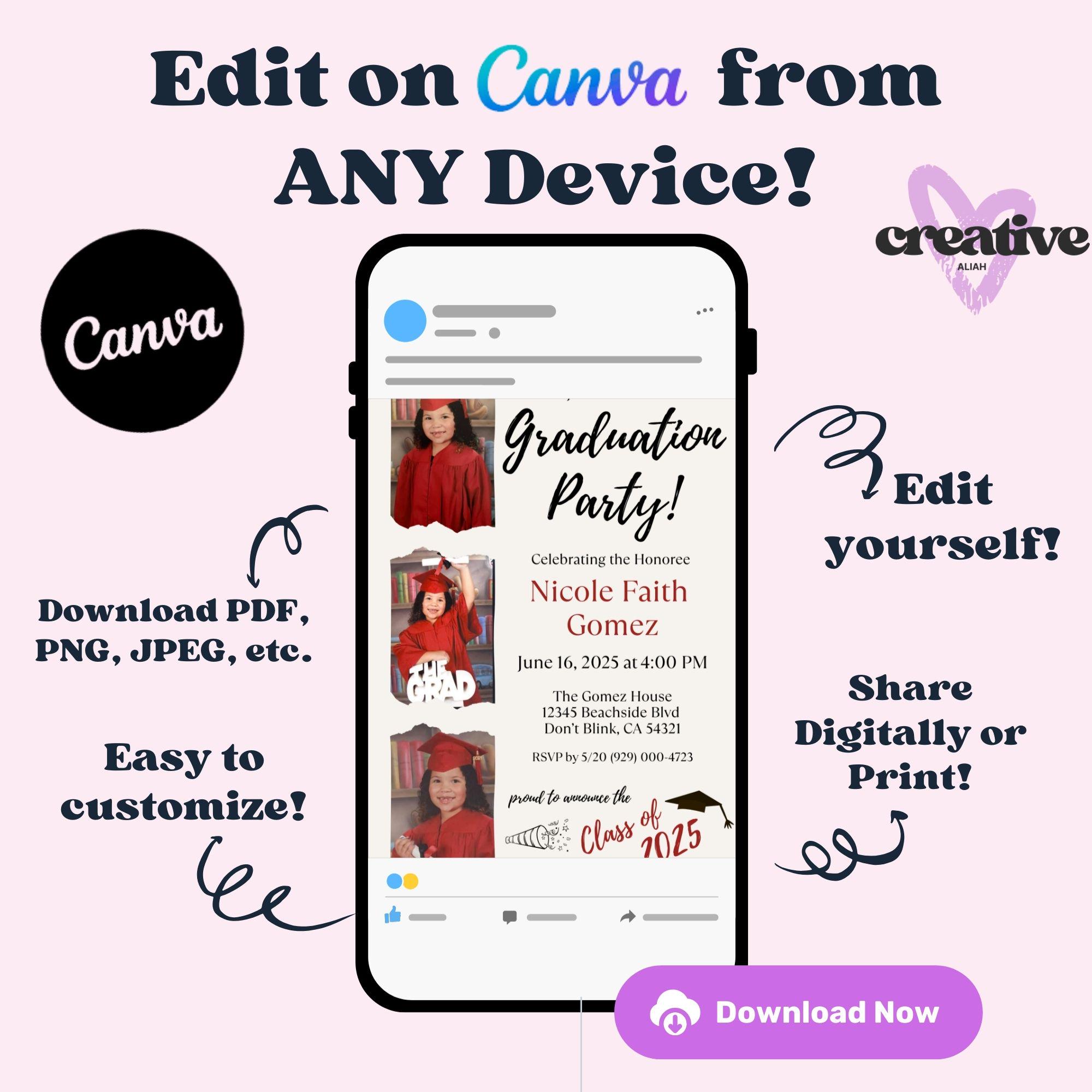 Graduation Editable Invitation - Etsy