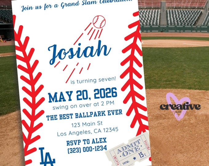 Dodgers Editable Invitation - Etsy
