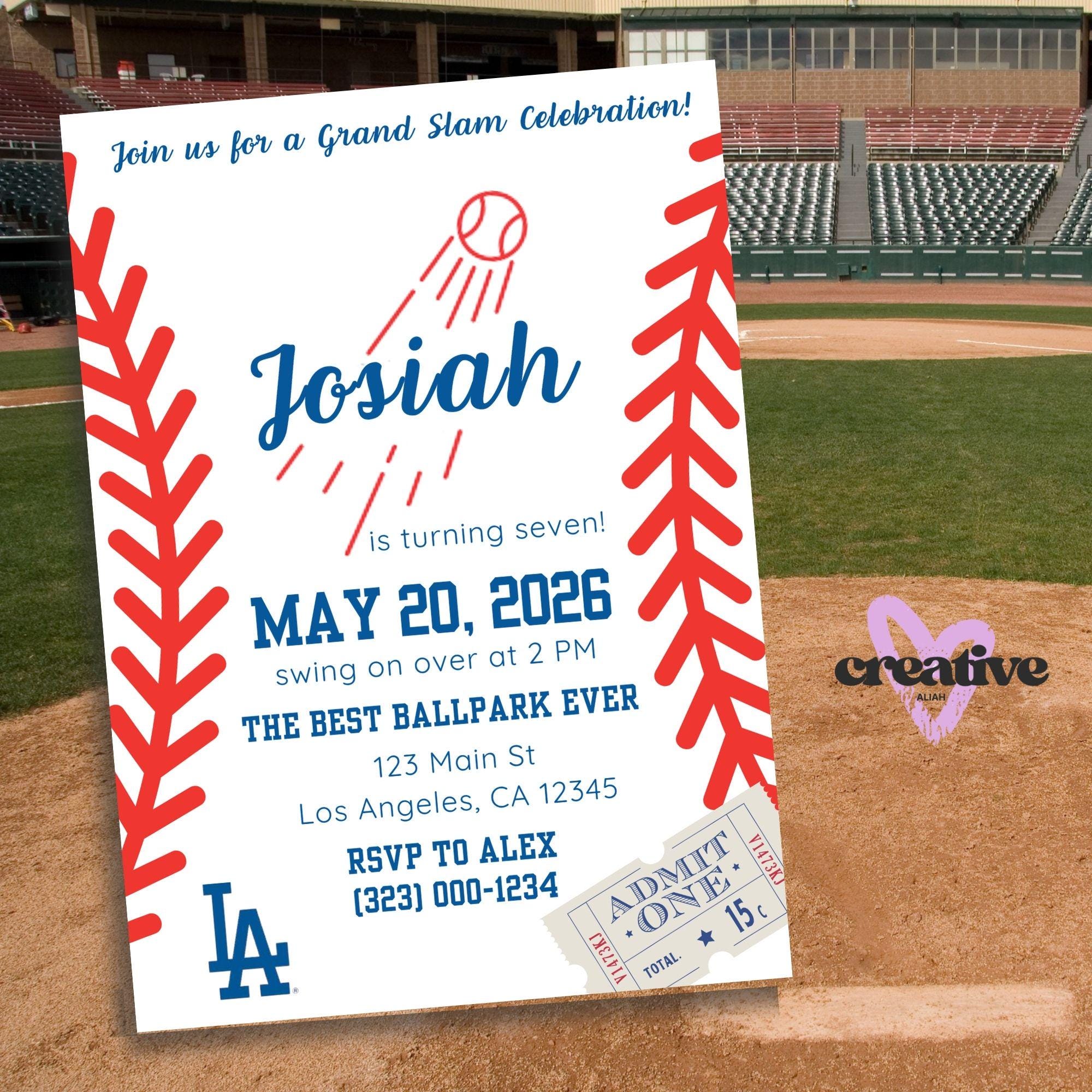 Dodgers Editable Invitation - Etsy