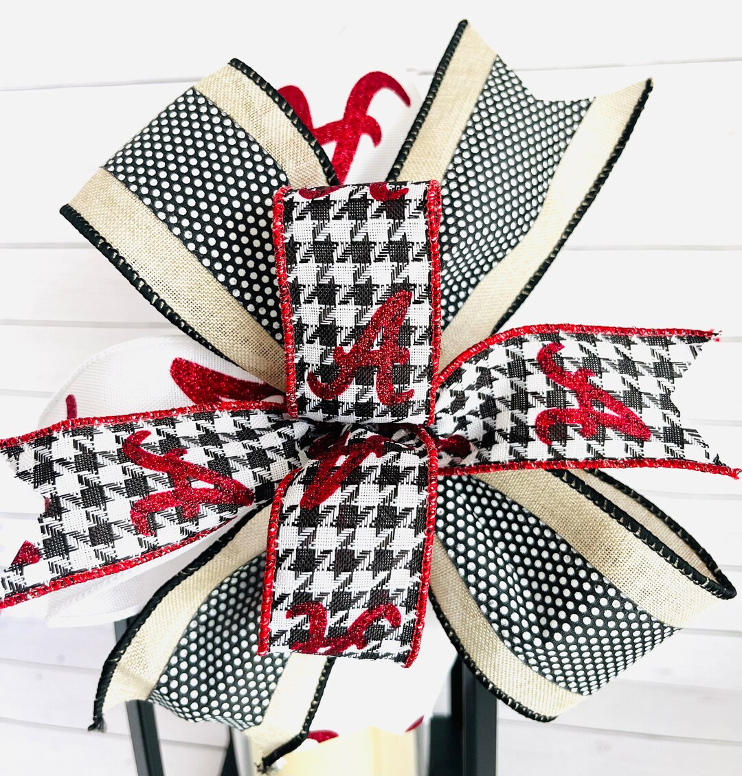 Alabama Crimson Houndstooth Bow: Polka Dot Wreath Decor - Etsy