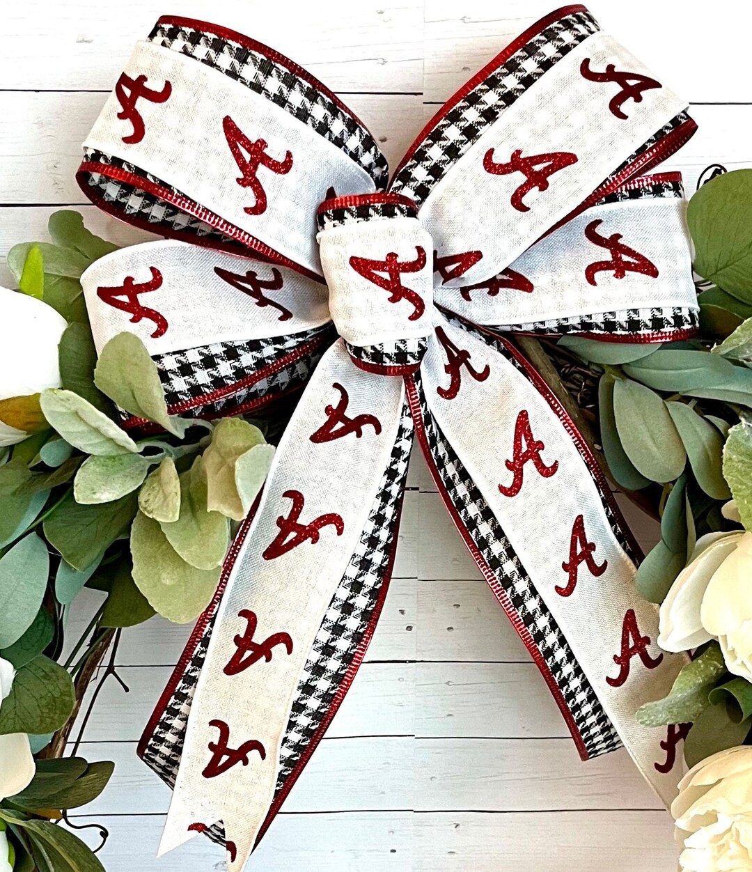 Bama Alabama Houndstooth With Script A Bow for Wreaths, Lanterns Floral ...