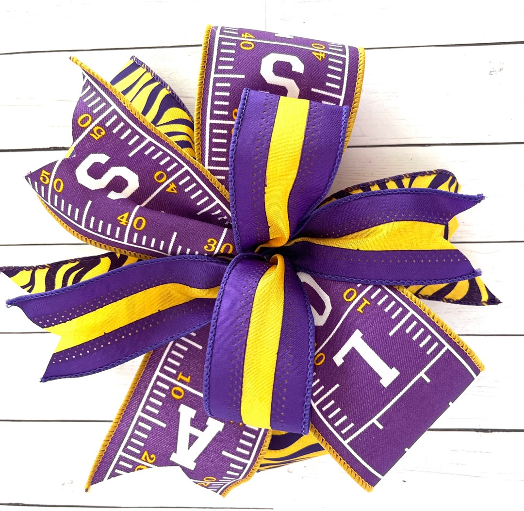 LSU Football Bow: Tiger Stripes, Purple & Gold Ribbon - Etsy