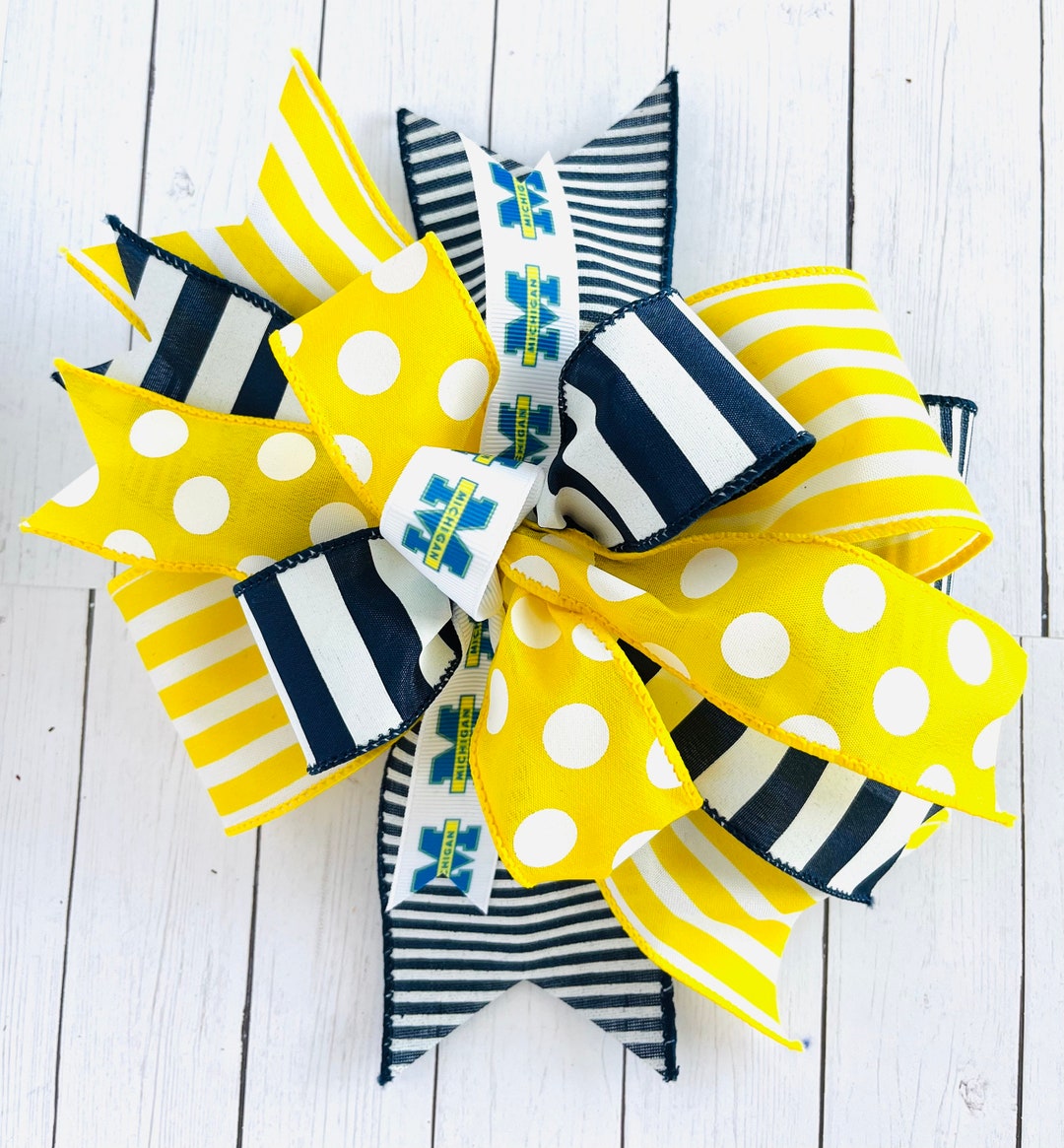 University of Michigan Logo, Polka Dot, Striped Bow for Wreaths ...