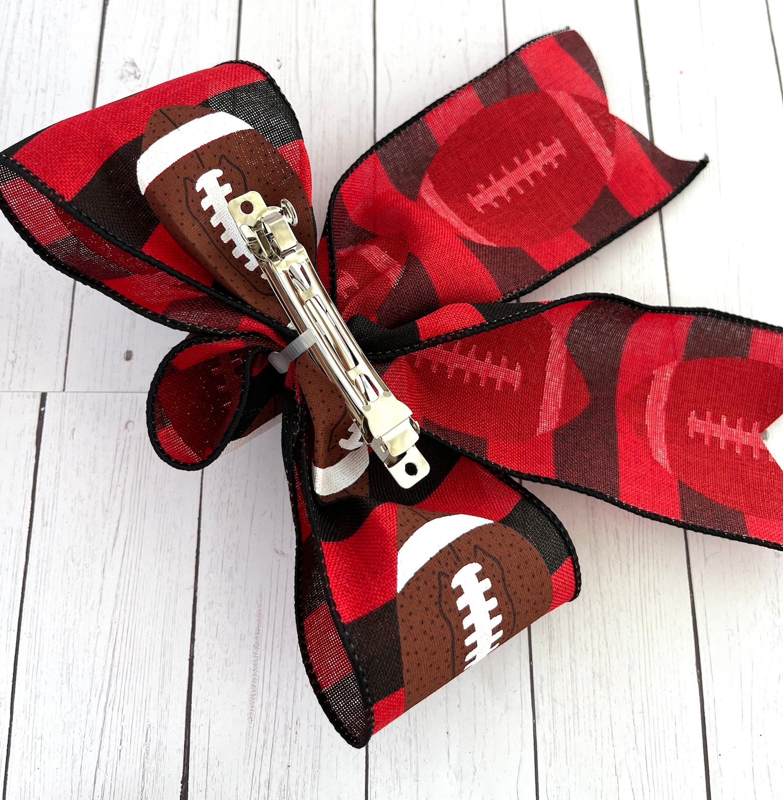 Red and Black Football Team Hair Bow for School Spirit Gifts and More ...