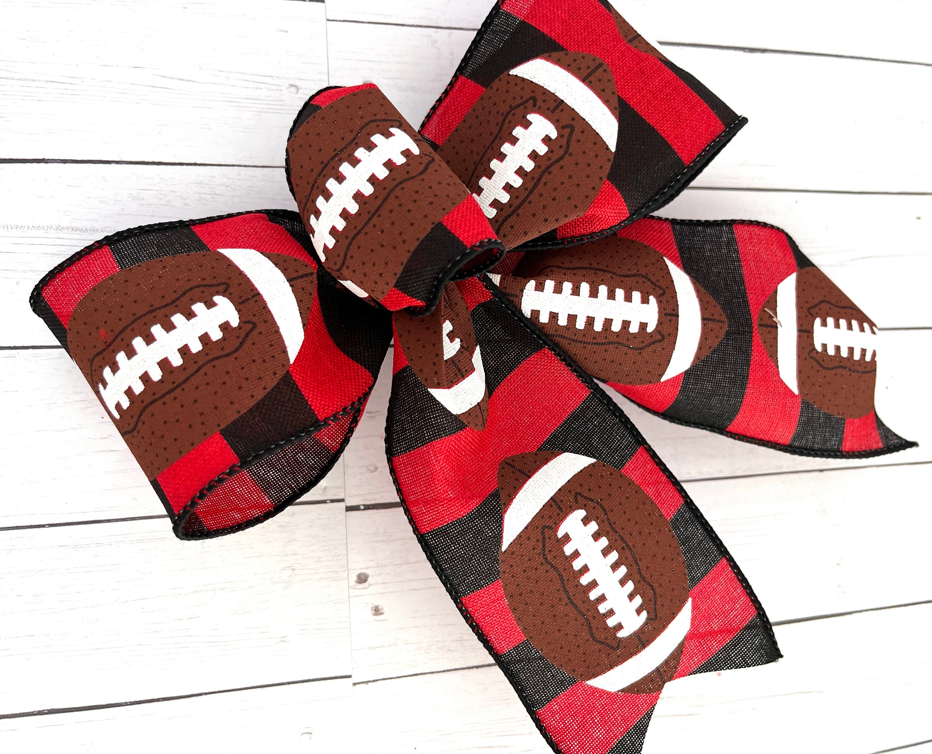 Red and Black Football Team Hair Bow for School Spirit Gifts and More ...