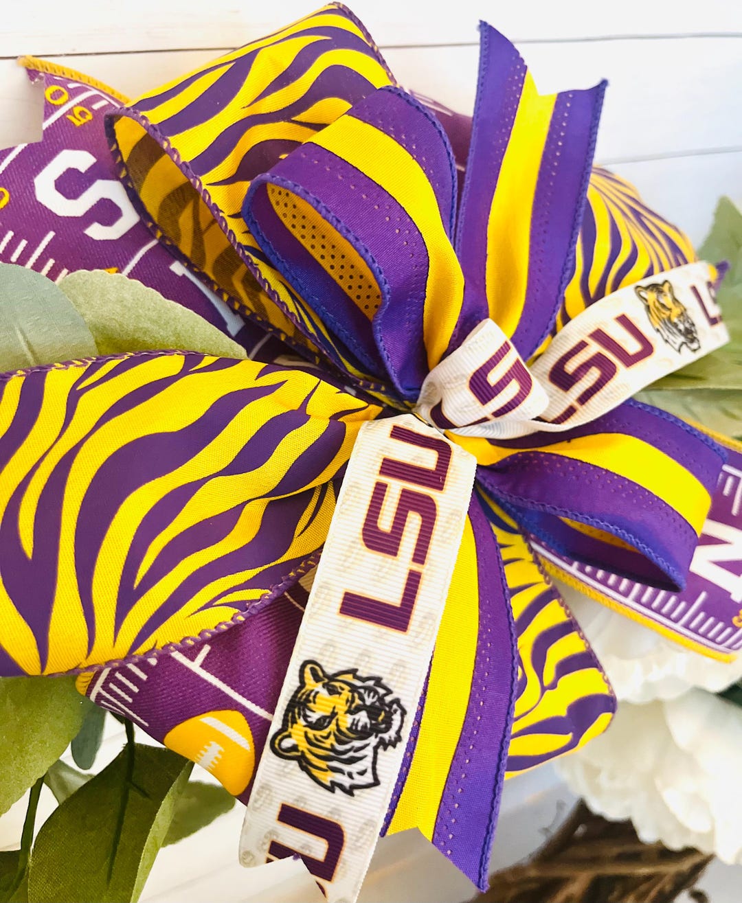LSU Football Bow: Tiger Stripes, Purple & Gold Ribbon - Etsy