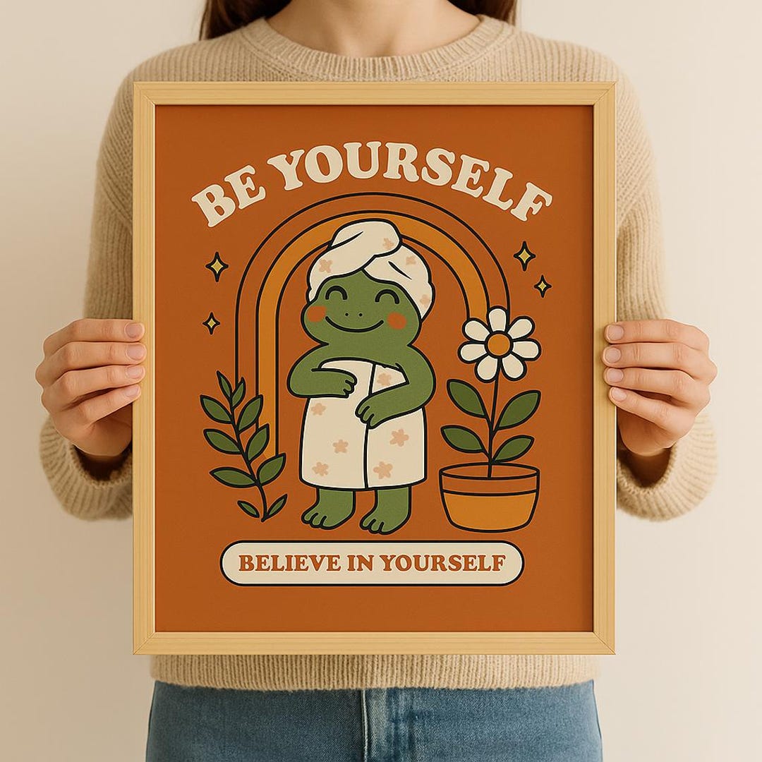 Be Yourself Frog Self-love Wall Art Print – Rainbow Illustration With ...