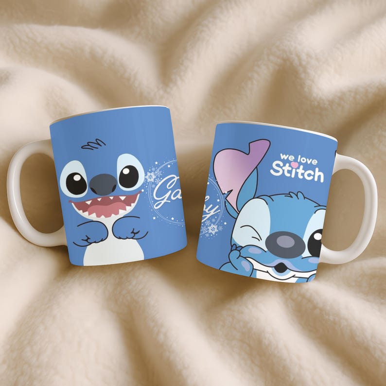 Personalized Stitch Mug for Kids – Cute Cartoon Coffee Cup With Name ...
