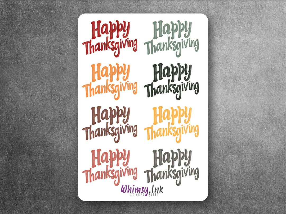 Happy Thanksgiving Sentiment Stickers – Fall Lettering Vinyl Sticker ...