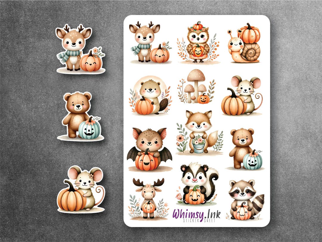 Autumn Woodland Animals | Vinyl Sticker Sheet Great for Planners ...
