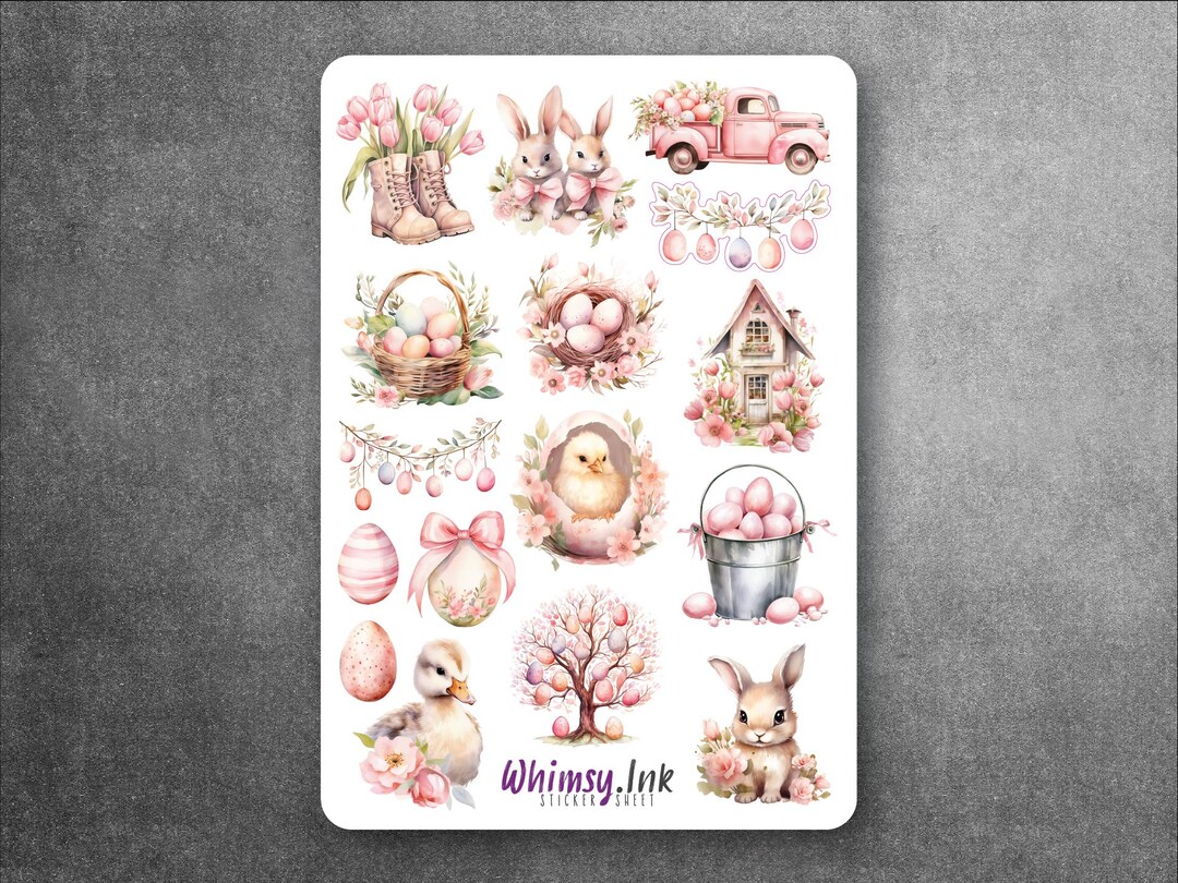 Pink Easter - Vinyl Sticker Sheet Great for Planners, Journaling ...