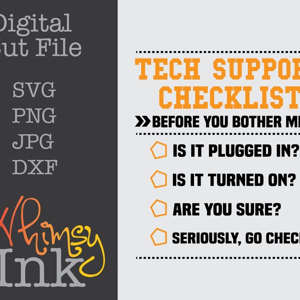 Funny Tech Support Checklist - Etsy