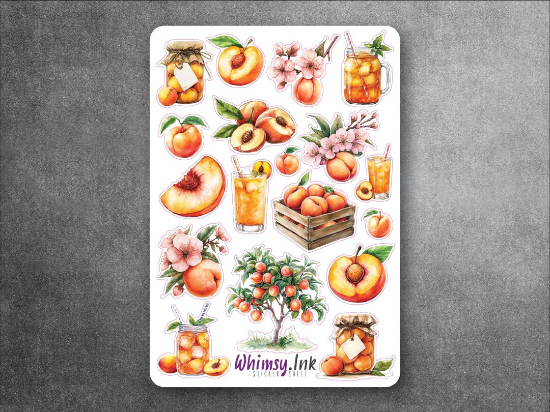 Peach Stickers | Vinyl Sticker Sheet Great for Planners, Journaling ...
