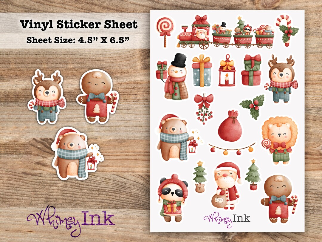 Santa and Friends Vinyl Sticker Sheet Great for Planners, Journaling ...